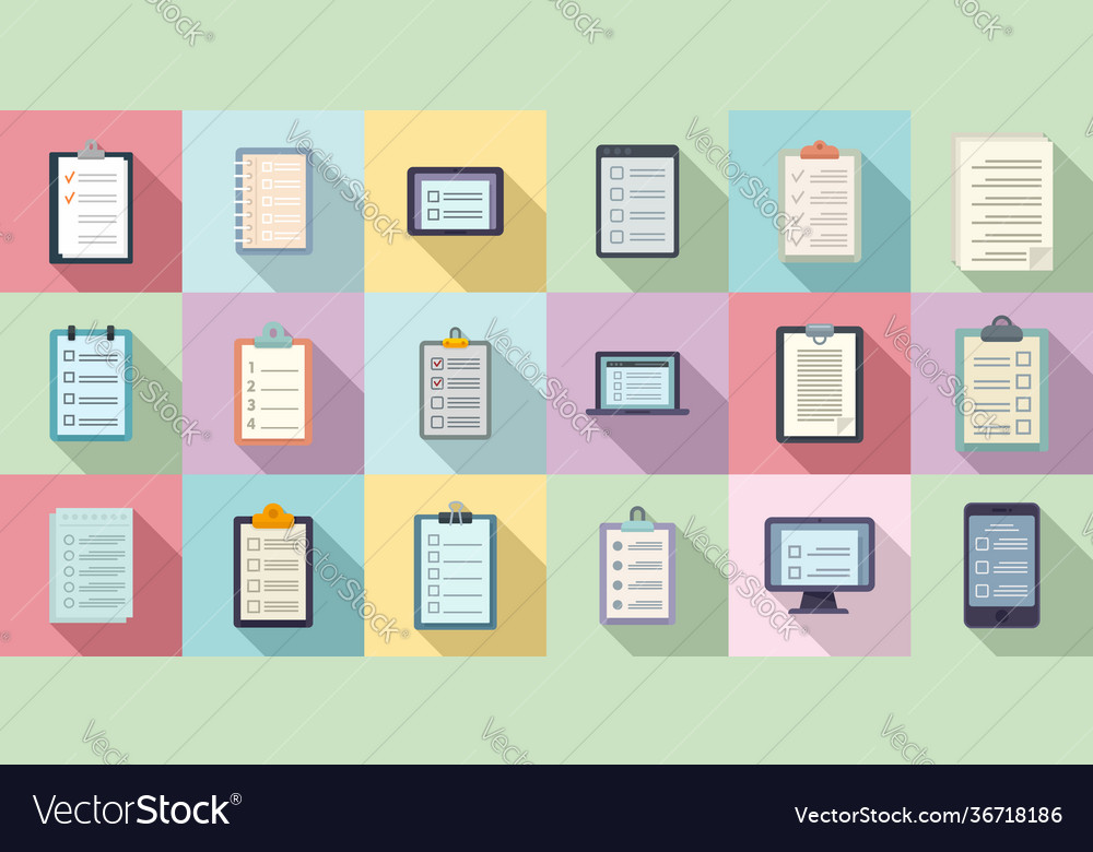 To-do list icons set flat style Royalty Free Vector Image