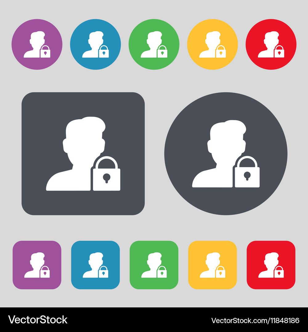 User is blocked icon sign a set 12 colored Vector Image