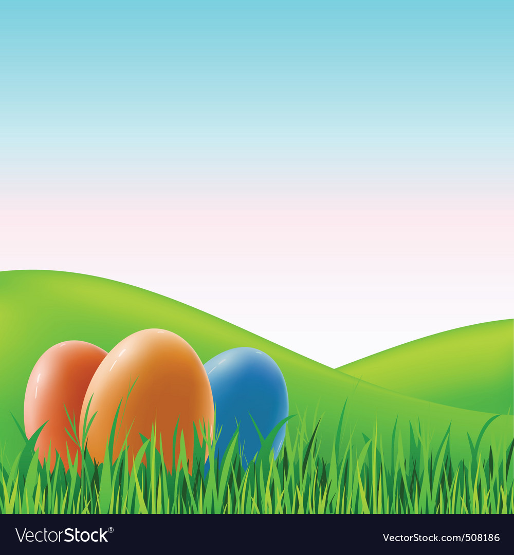 Vector easter eggs on grass Royalty Free Vector Image