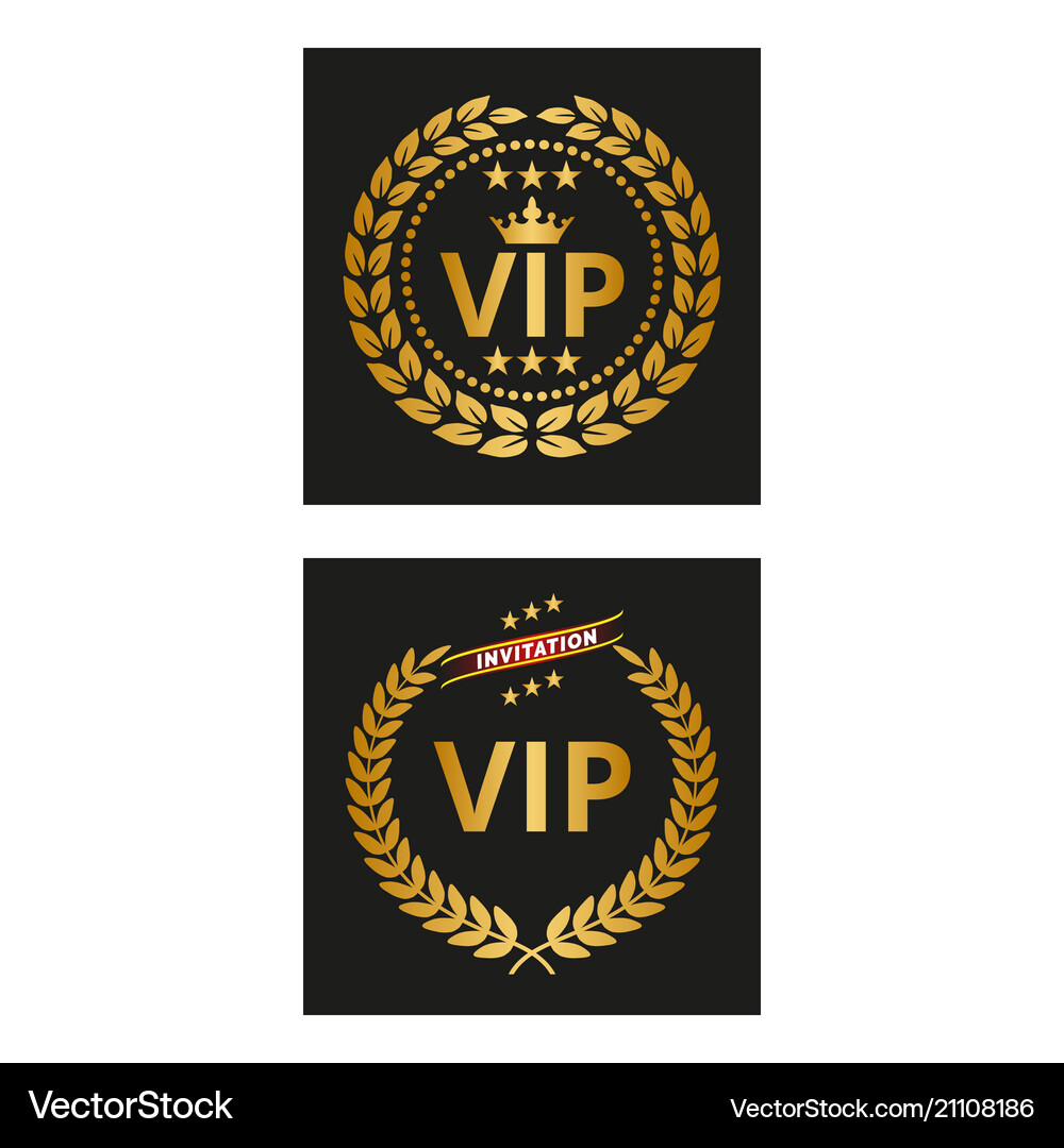 Vip label with laurel wreath in two versions Vector Image