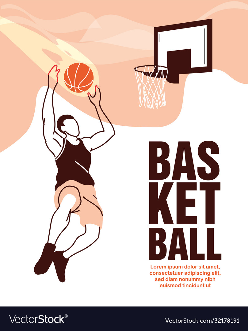 Basketball player man with ball jumping to Vector Image