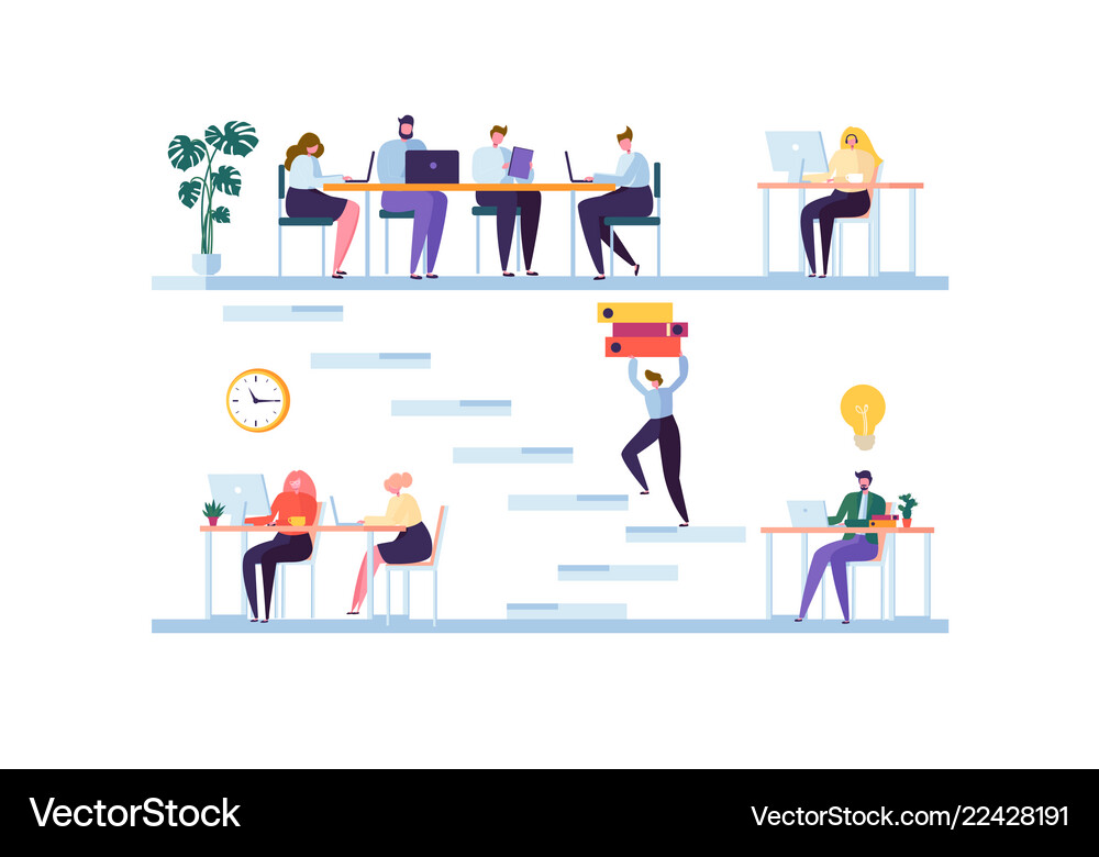 Coworking space concept coworkers characters Vector Image