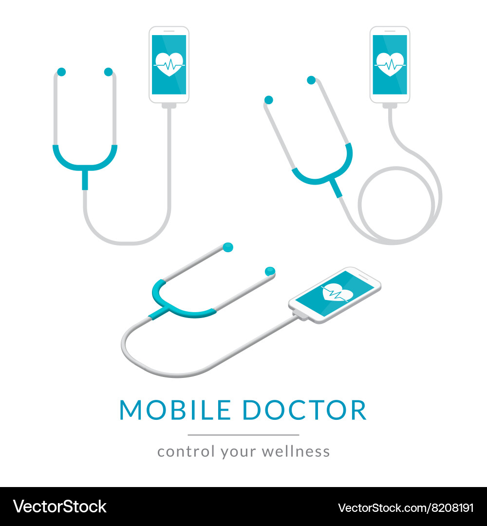 Digital health flat modern of mobile Royalty Free Vector
