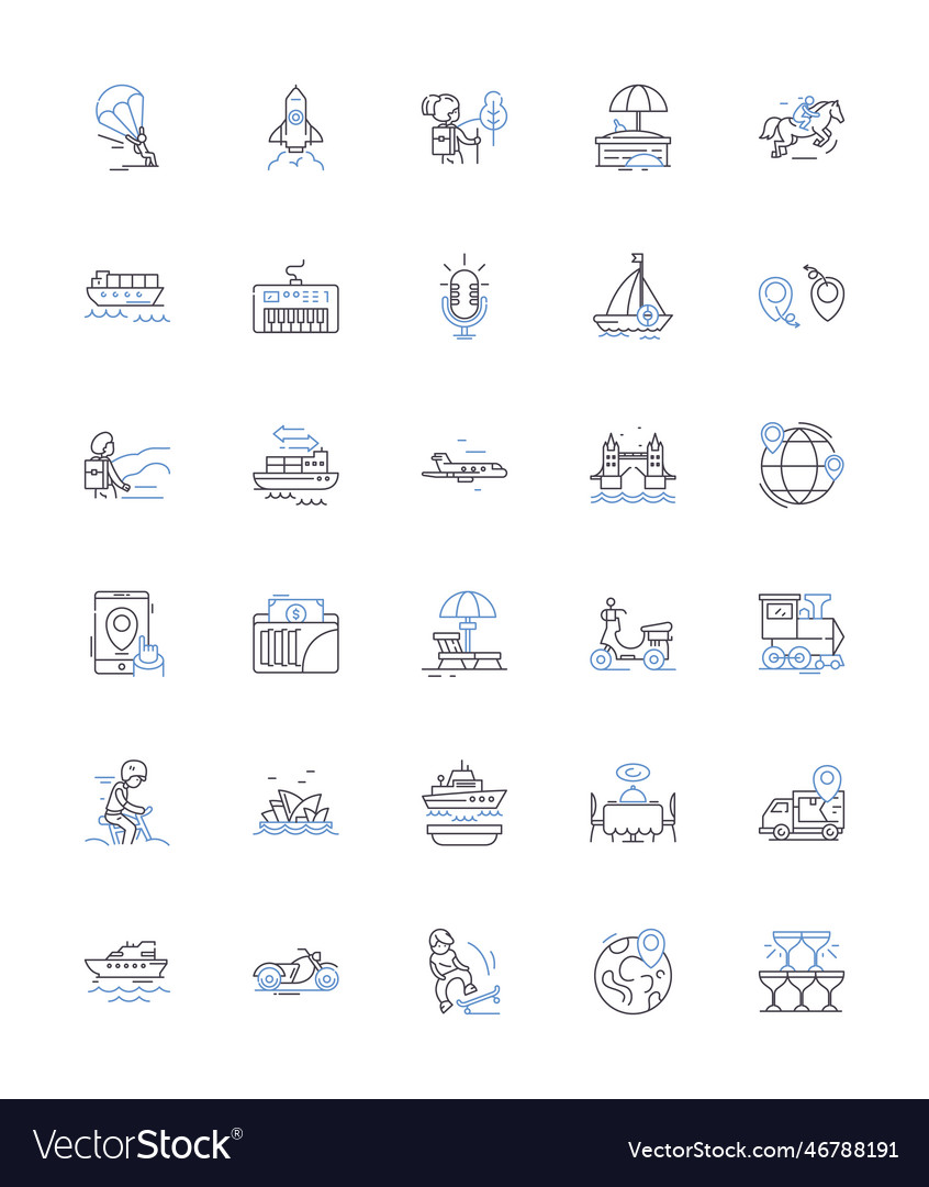 Exploring Line Icons Collection Discovery Vector Image