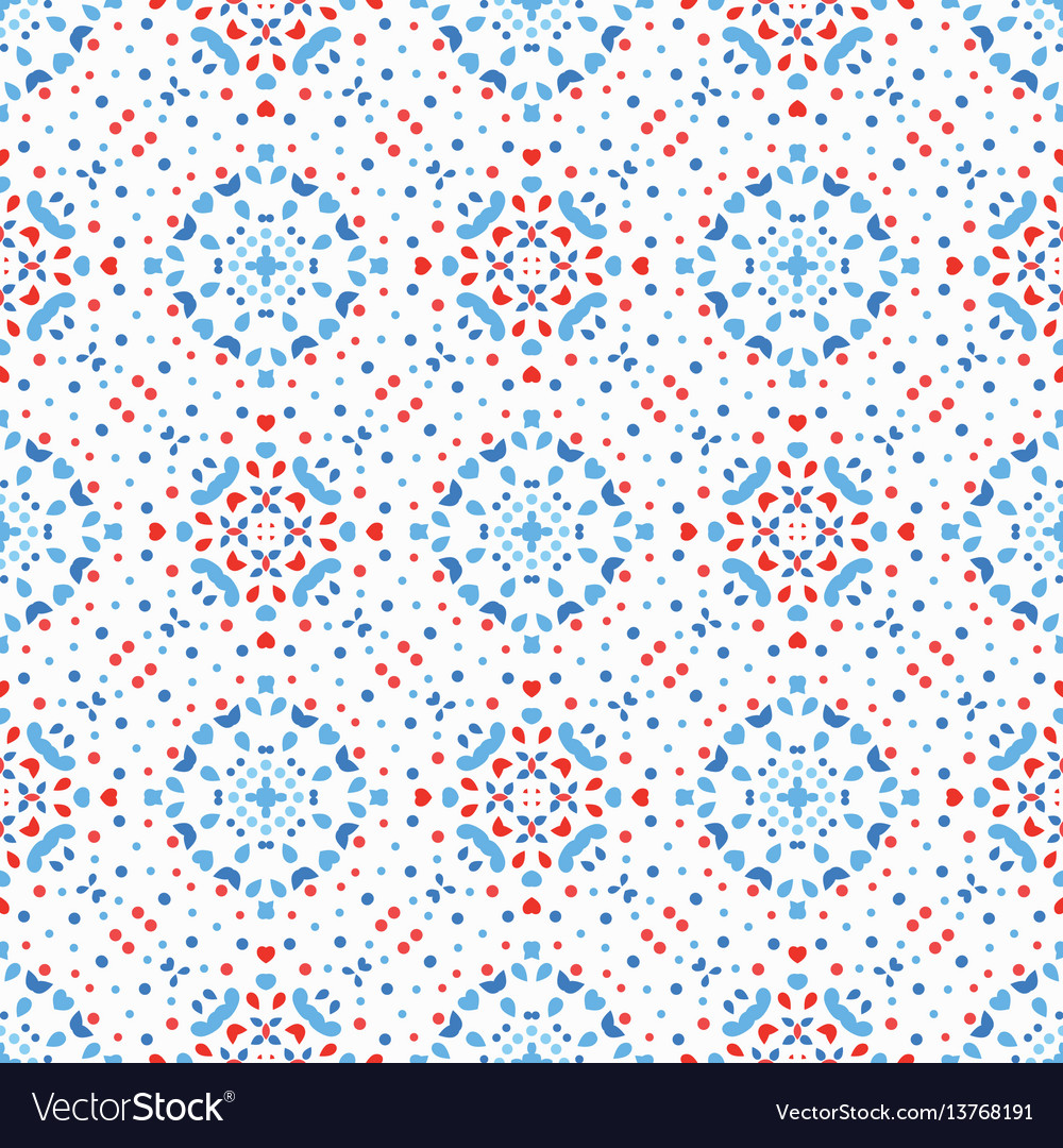 Flower pattern blue background boho Royalty Free Vector