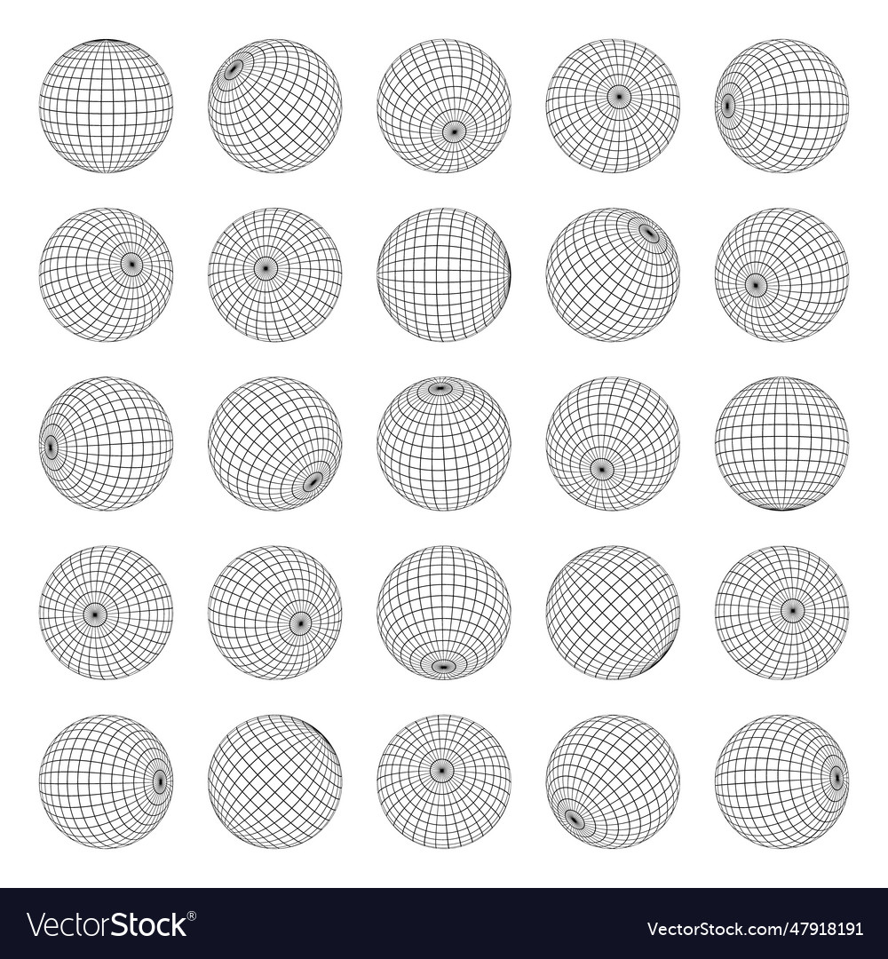 Globe grid spheres world map topography spheres Vector Image