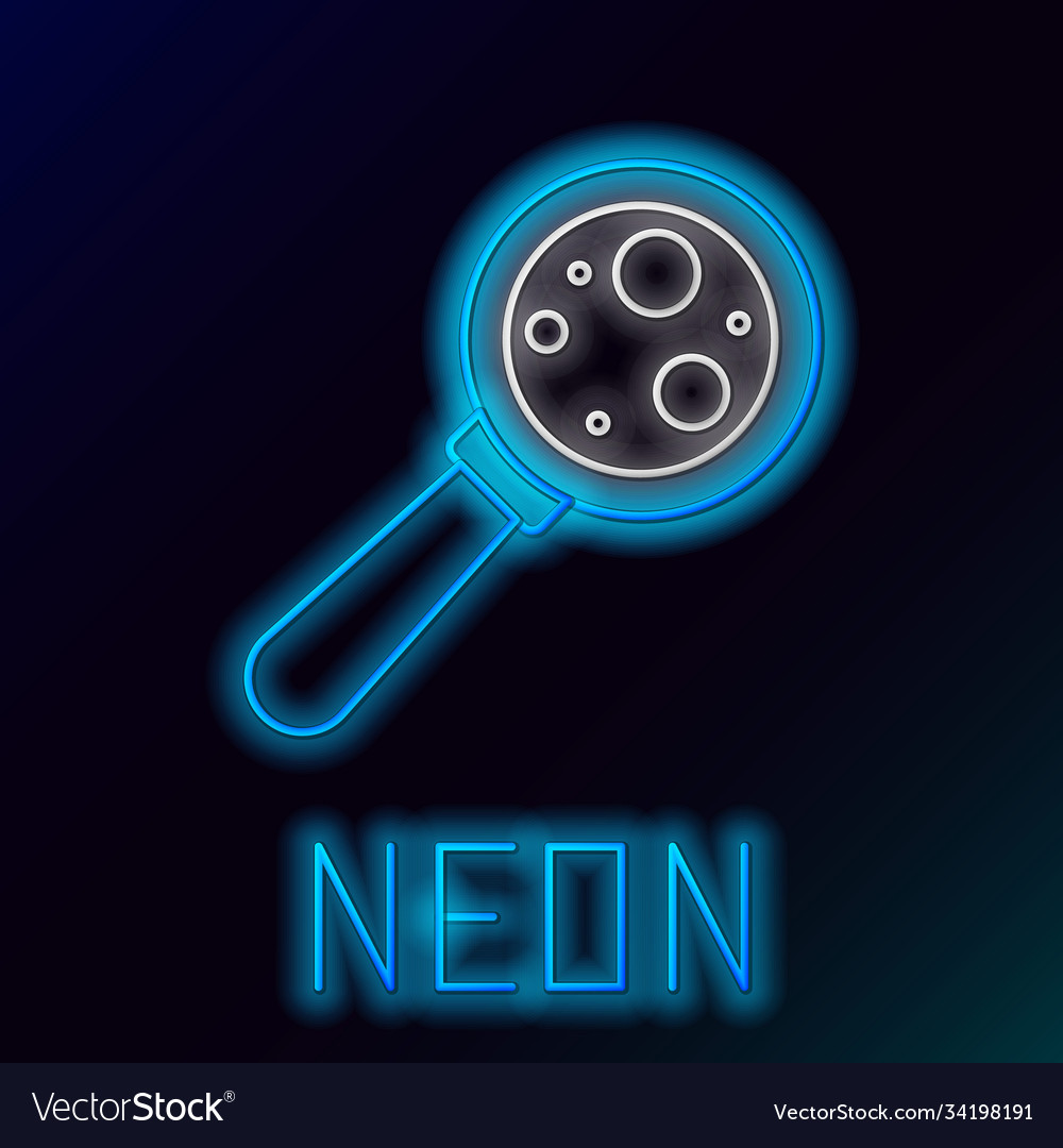 Glowing neon line microorganisms under magnifier Vector Image Glowing neon line microorganisms under magnifier Vector Image