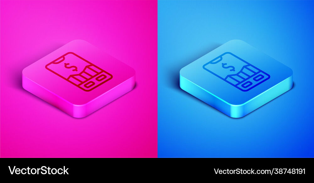 Isometric line mobile stock trading concept icon Vector Image
