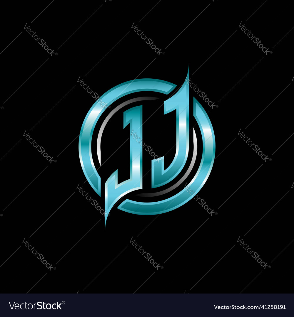 Jj initial monogram logo circle rounded Royalty Free Vector