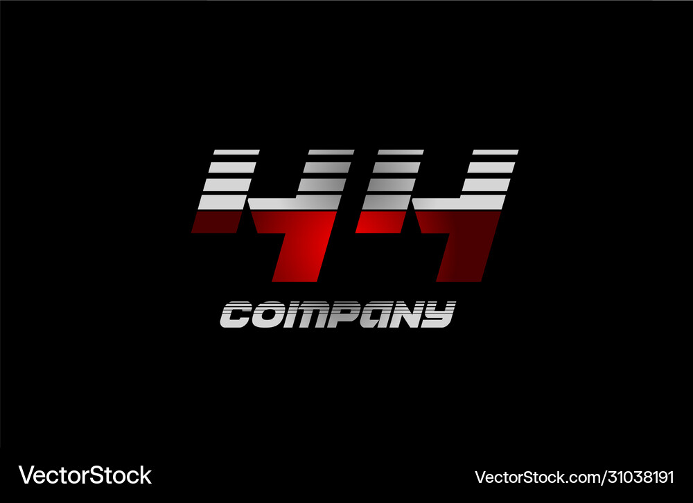 Number logo 44 red grey black icon design Vector Image