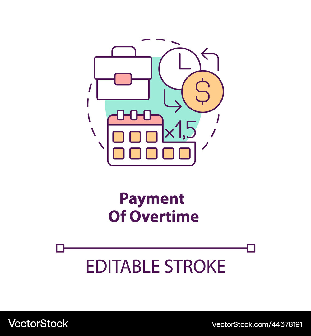 Payment of overtime concept icon Royalty Free Vector Image