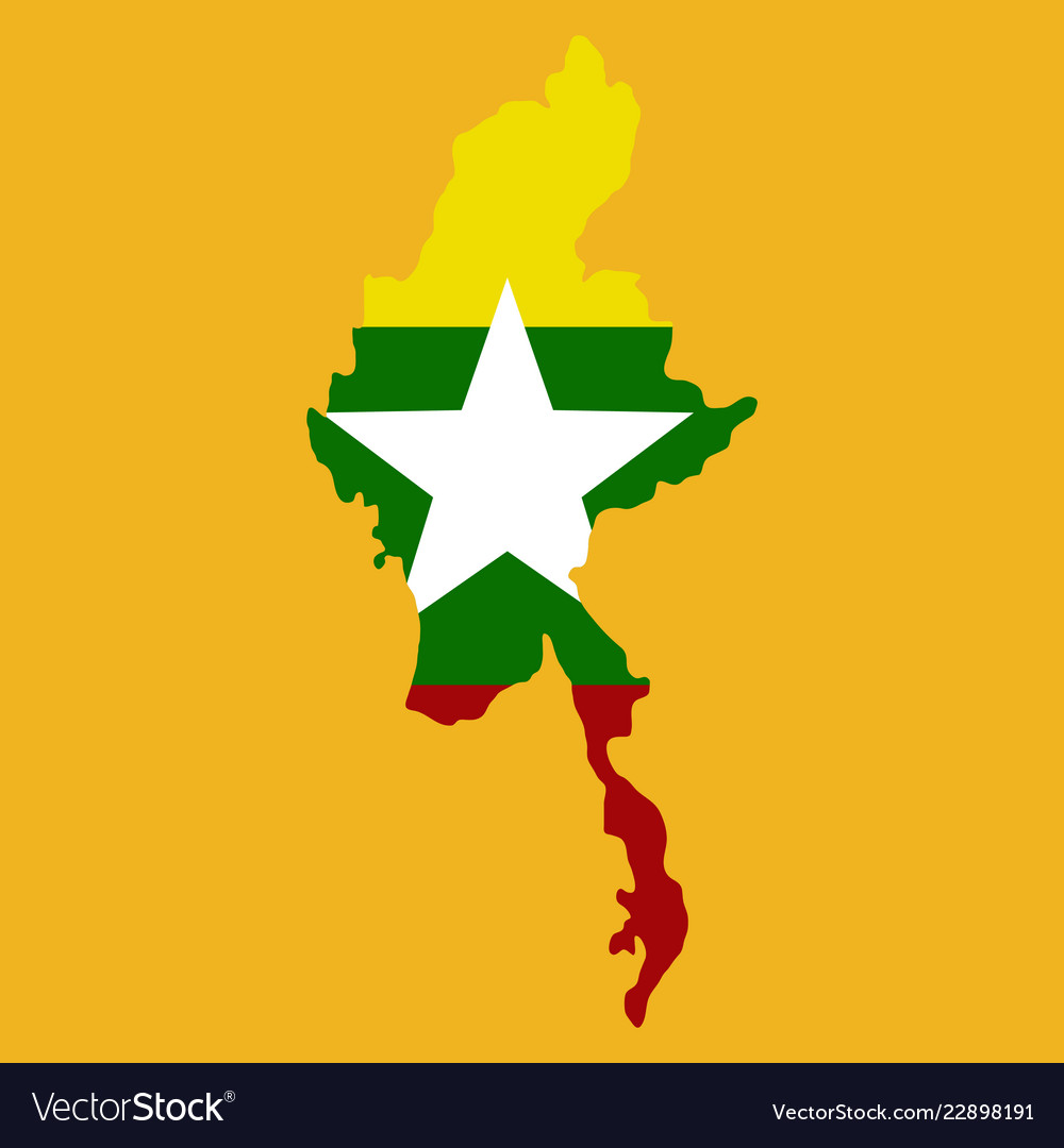 Republic union myanmar flag and map Royalty Free Vector