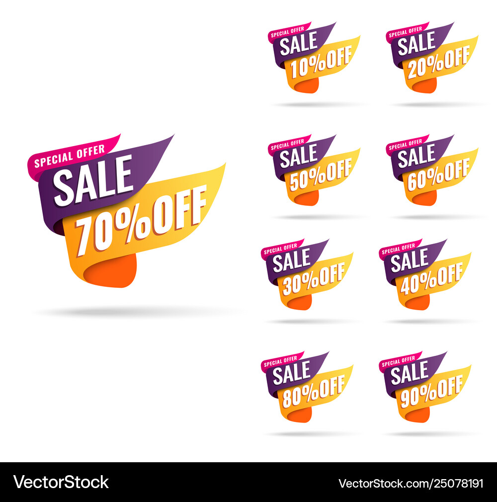 Sale tags set badges template 10 off Royalty Free Vector