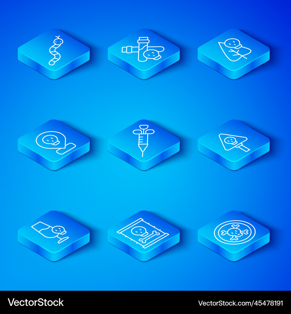 Set line poisoned alcohol syringe radioactive Vector Image