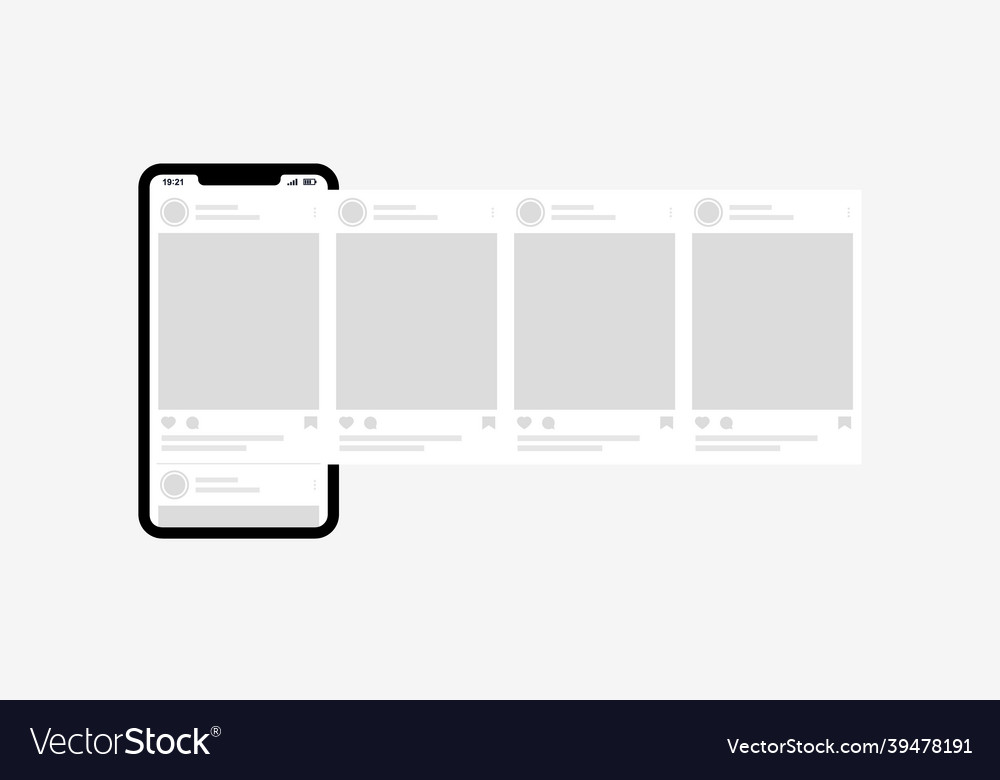 Smartphone with interface carousel posts carousel Vector Image