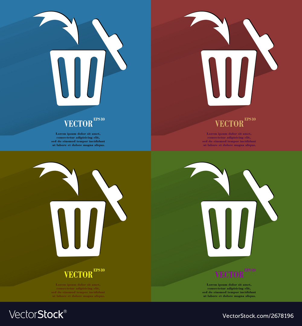 Color set trash bin flat modern web button Vector Image