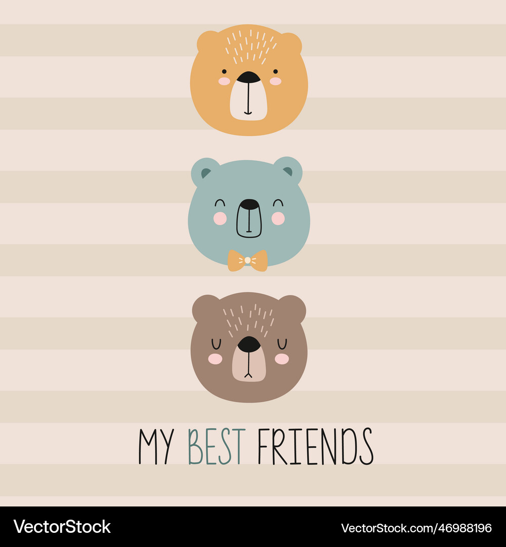 Cute bear faces my best friends Royalty Free Vector Image
