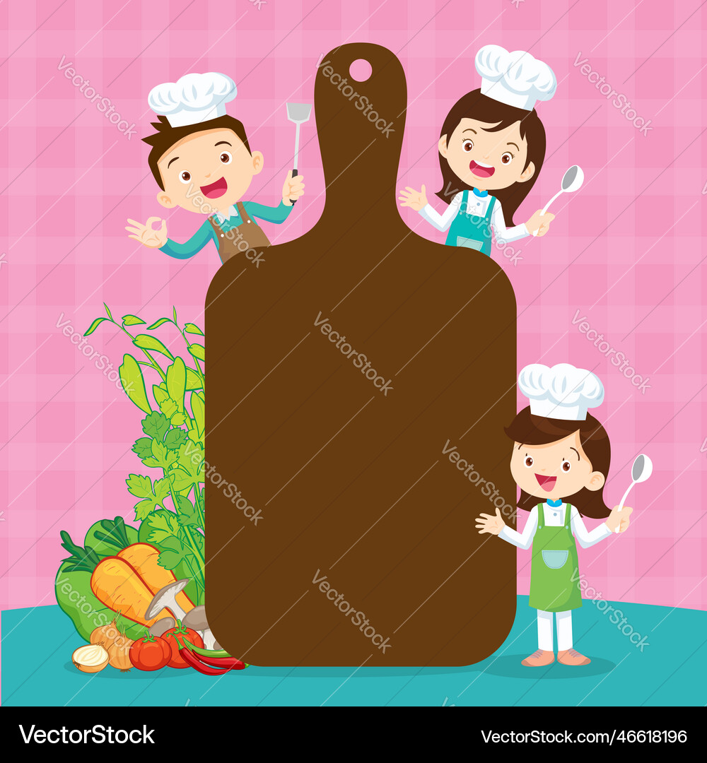 Cute little chef cooking meal menu 49 Royalty Free Vector