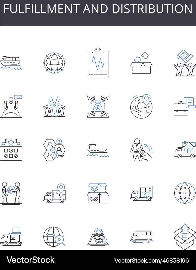 Fulfillment and distribution line icons collection