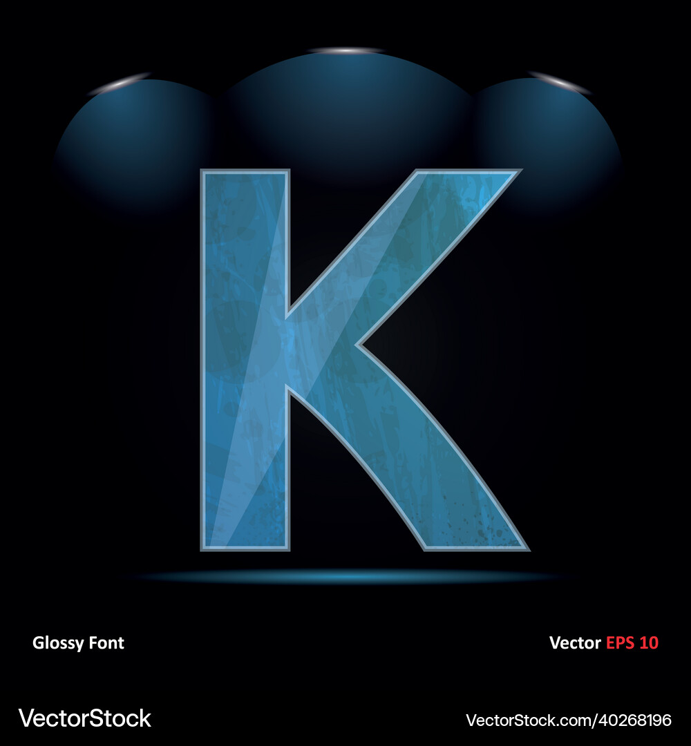 Glossy grunge font letter k dark Royalty Free Vector Image