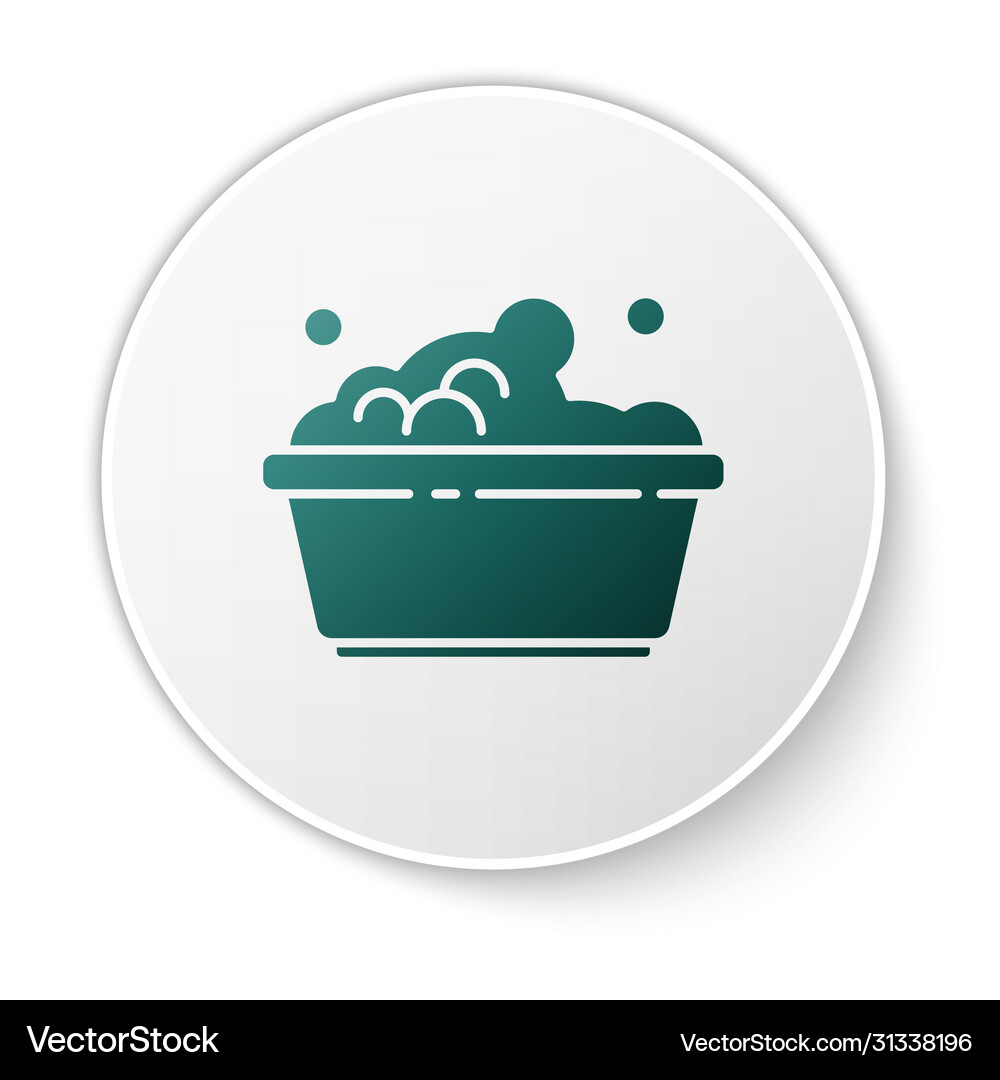 Green plastic basin with soap suds icon isolated Vector Image