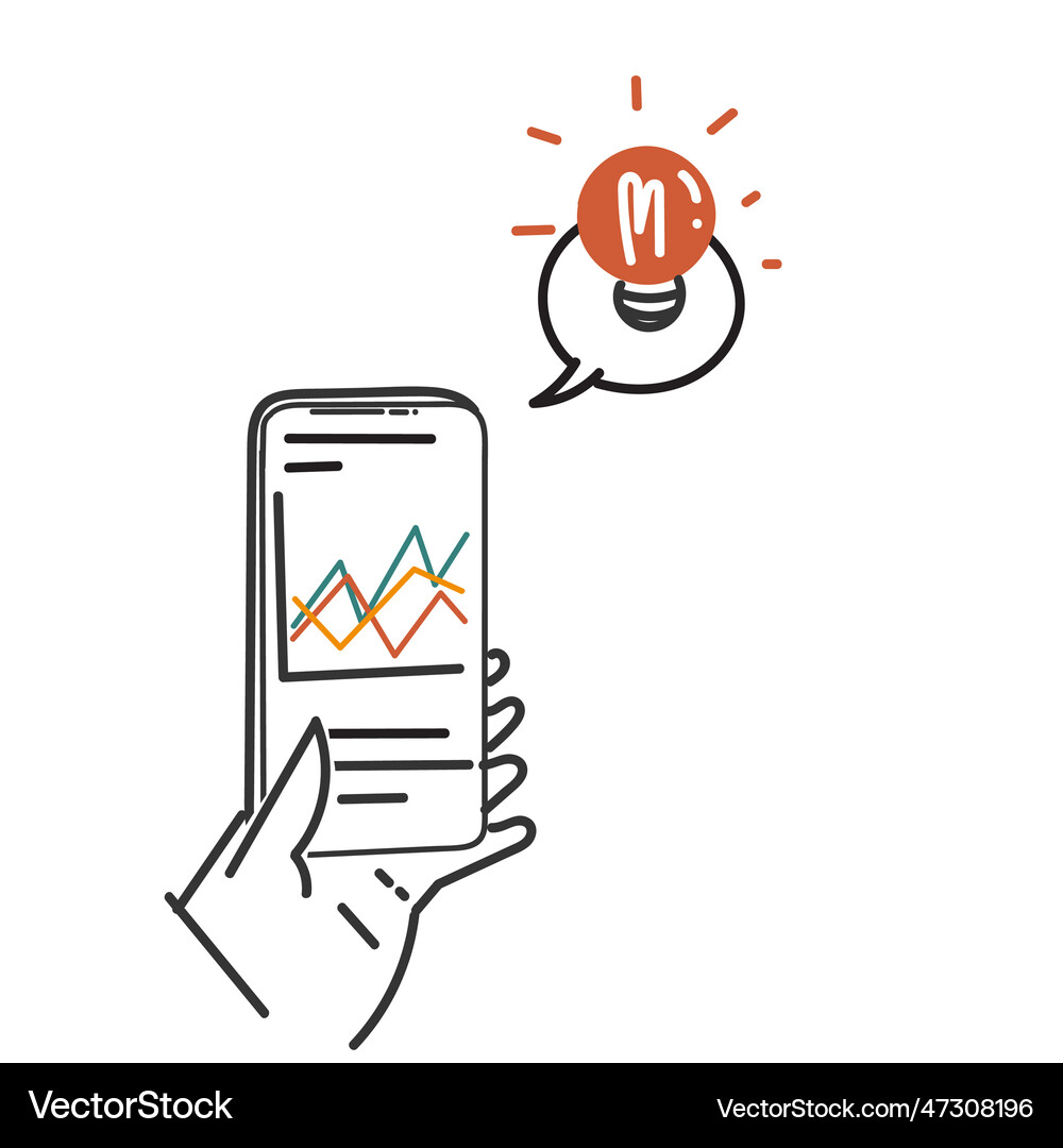 Hand drawn doodle person with online trading Vector Image