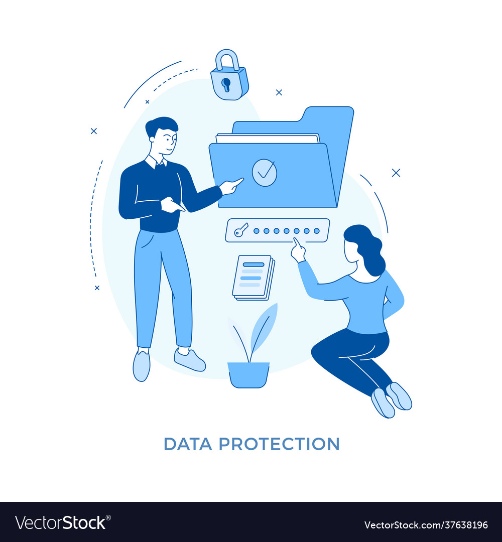 Linear flat data protection concept Royalty Free Vector