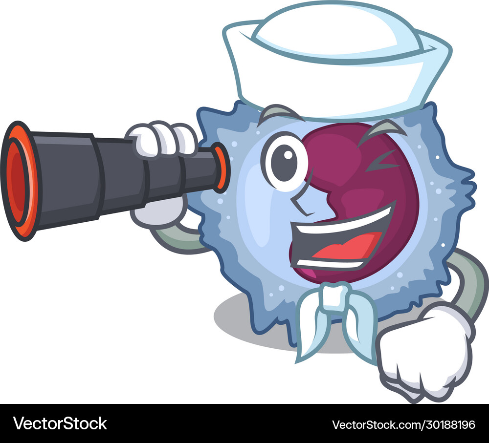 Monocyte cell cartoon happy sailor style Vector Image