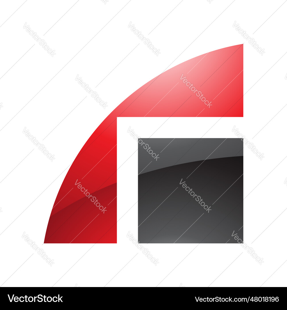 Red and black glossy geometrical letter r icon Vector Image