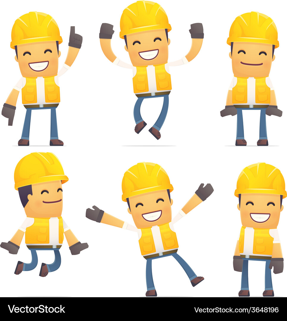 Set of contractor character in different poses Vector Image