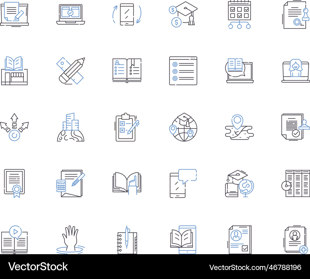 Virtual classrooms line icons collection online Vector Image