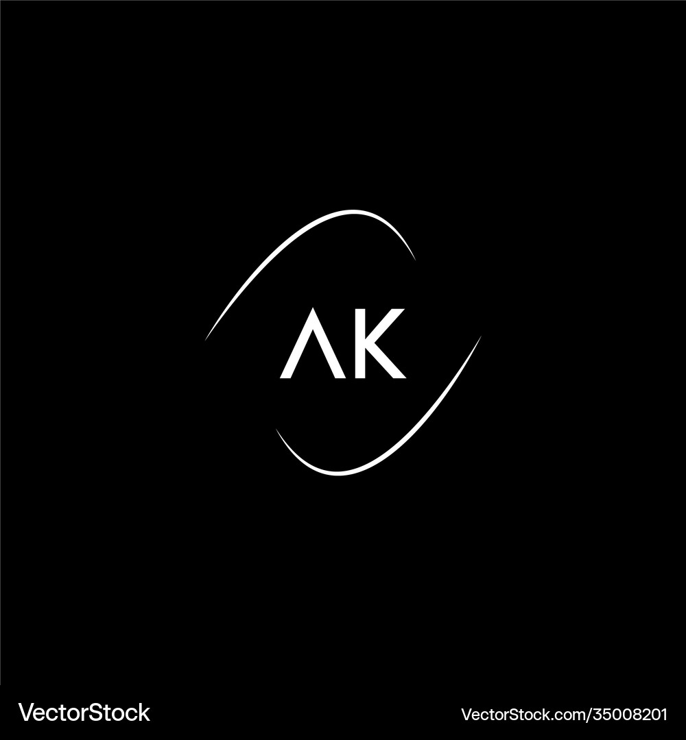 A k letter logo abstract design on black color Vector Image