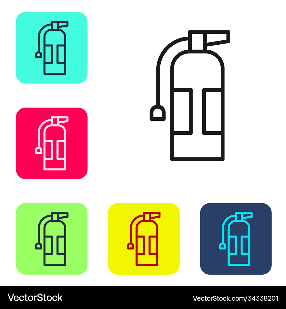 Black line fire extinguisher icon isolated Vector Image