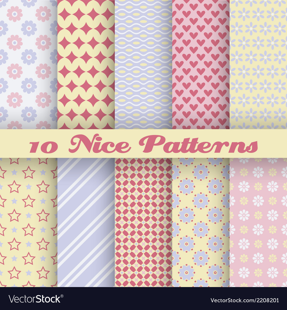 Charming different seamless patterns tiling Vector Image