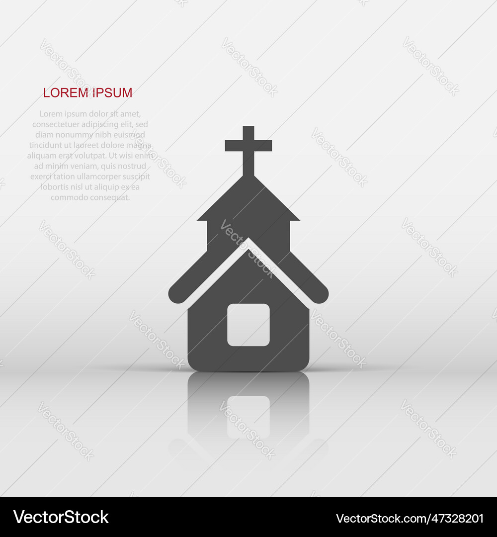 Church icon in flat style chapel on white Vector Image