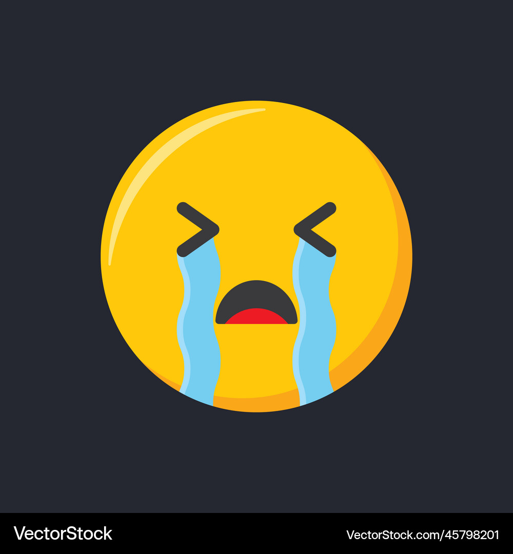 Emoji icon sad and crying emoticon Royalty Free Vector Image