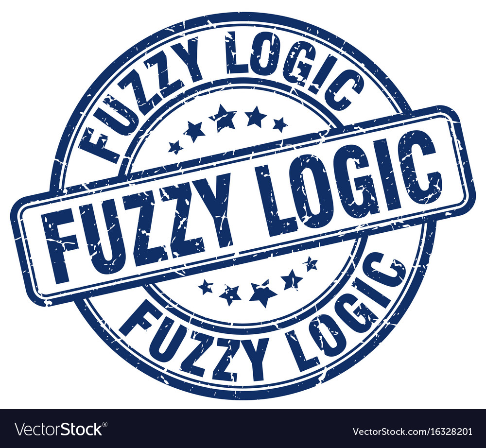 Fuzzy logic blue grunge stamp Royalty Free Vector Image
