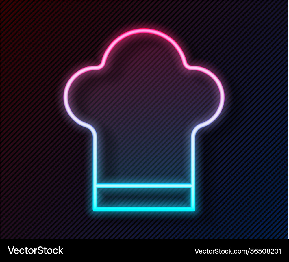 Glowing neon line chef hat icon isolated on black Vector Image