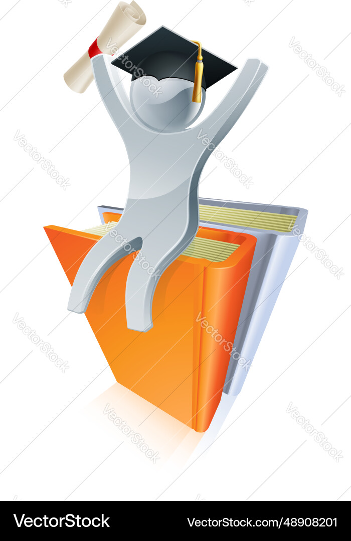 Graduate books silver person Royalty Free Vector Image