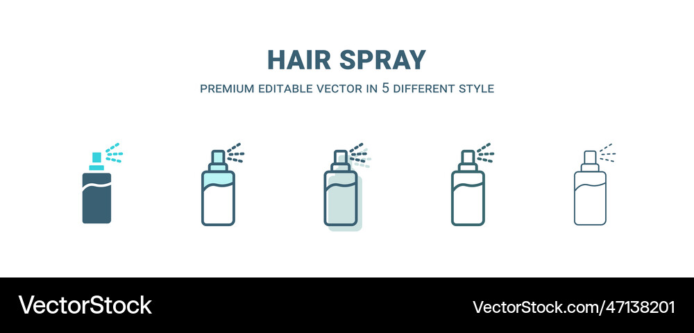 Hair spray icon in 5 different style outline Vector Image