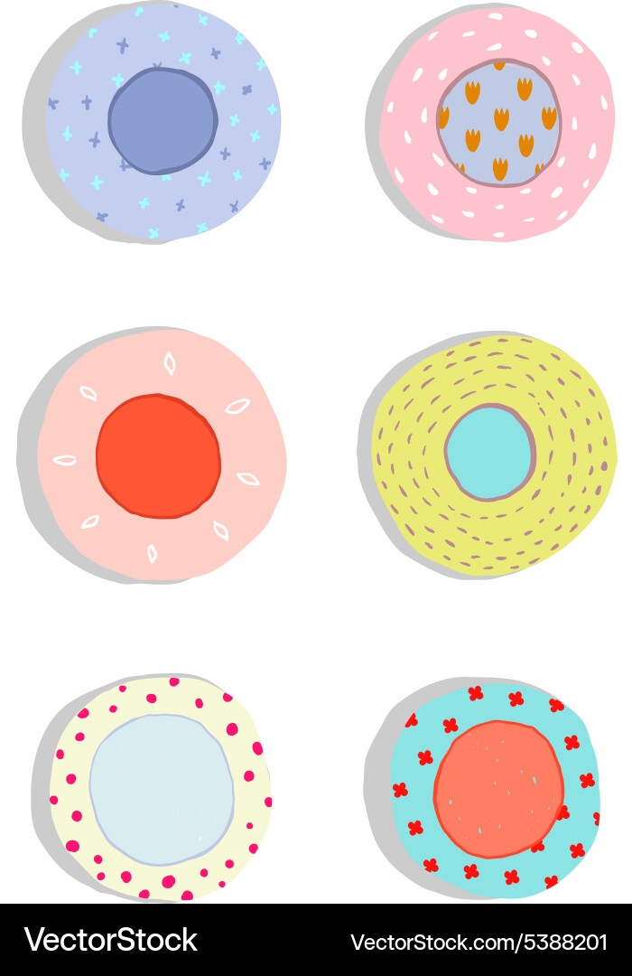 Plates and dishes ceramics colorful fun set Vector Image