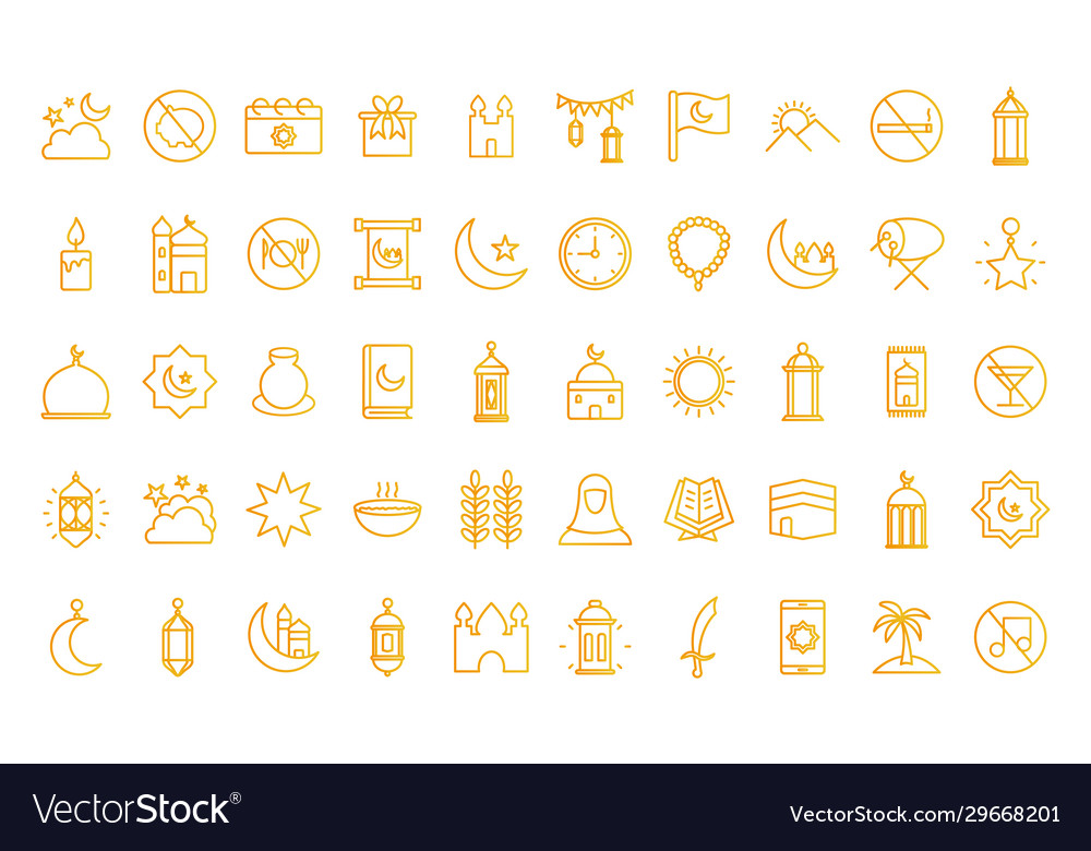 Ramadan gradient style icon set design Royalty Free Vector Ramadan gradient style icon set design Royalty Free Vector