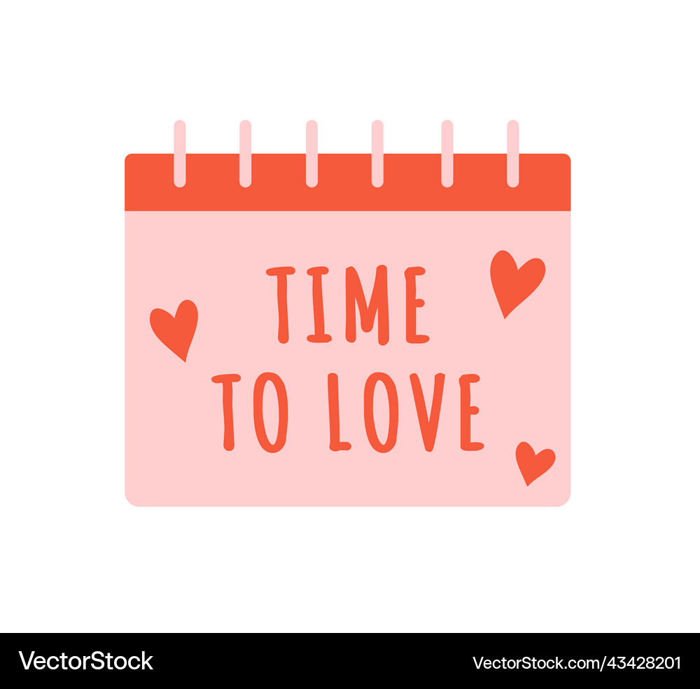 Valentine day love calendar Royalty Free Vector Image