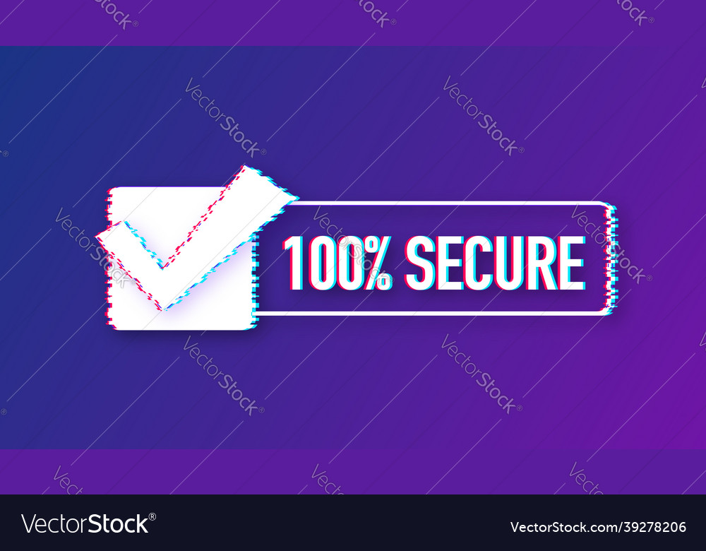 100 sichere grunge glitch icon badge Lizenzfreier Vektor