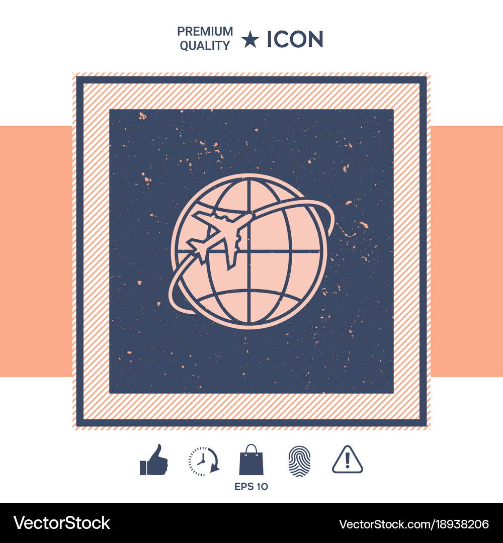 Airplane fly around the planet earth logo Vector Image
