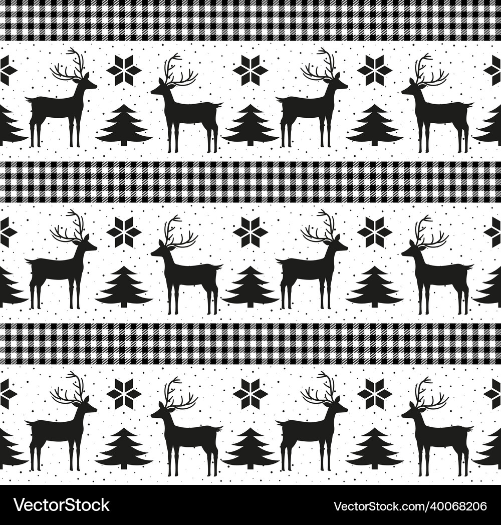 Christmas and new year pattern at buffalo plaid Vector Image