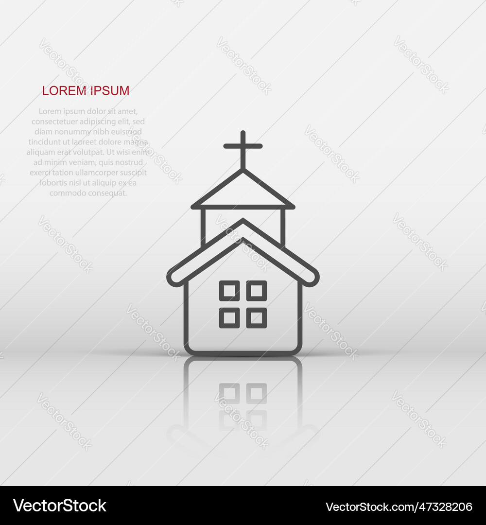 Church icon in flat style chapel on white Vector Image