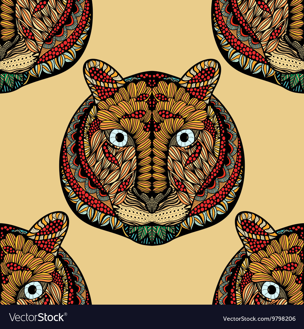 Colored seamless tiger pattern Royalty Free Vector Image