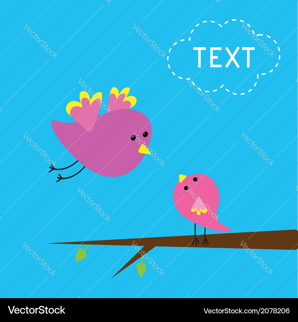 Flying bird and baby card Royalty Free Vector Image