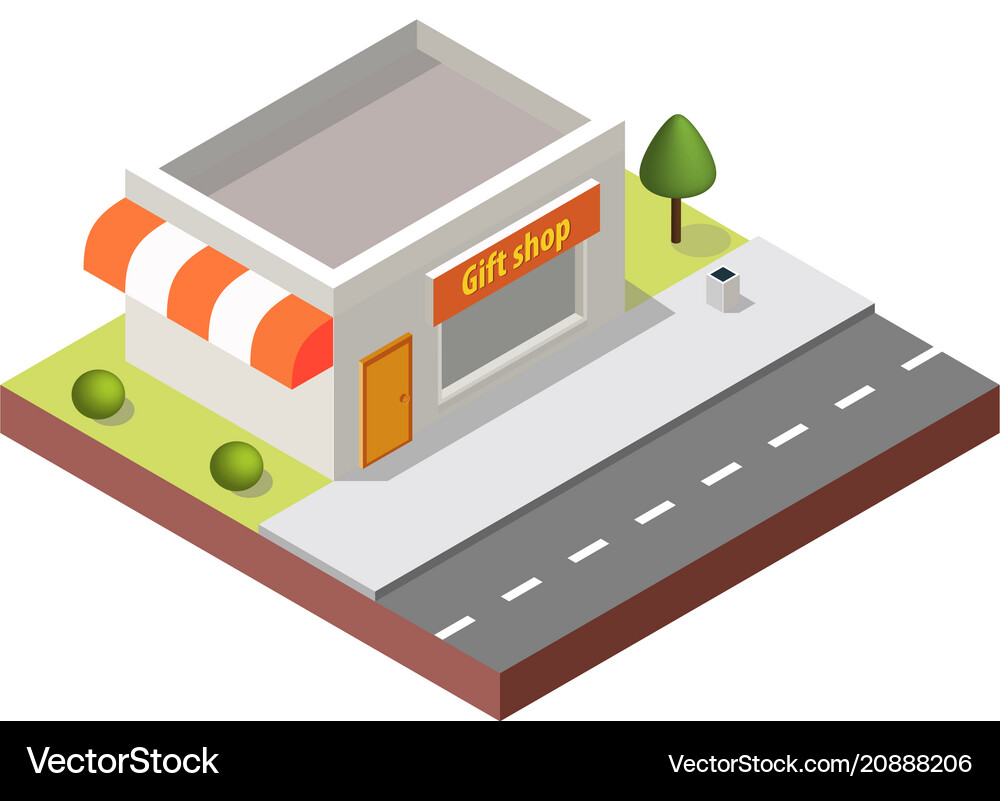 Gift shop building in isometric projection Vector Image